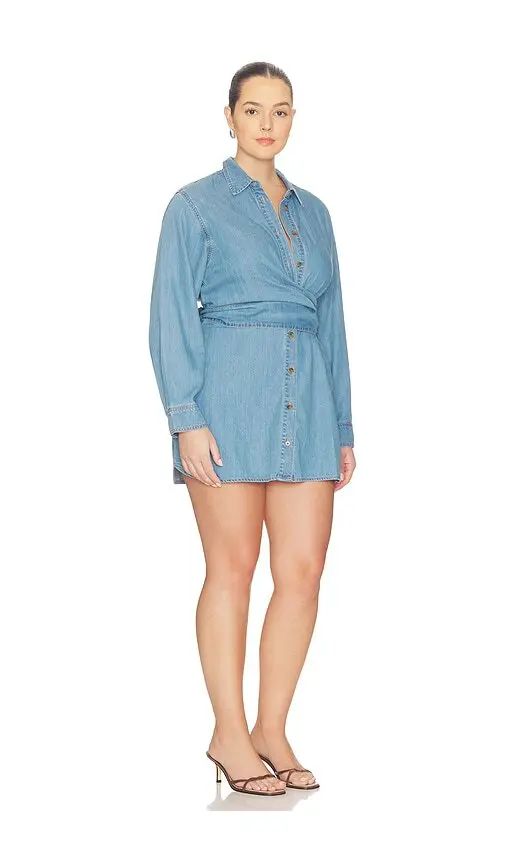 Good American Denim Wrap Shirt Dress