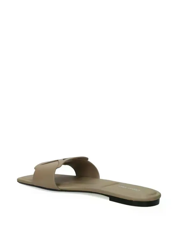 Calvin Klein Provence Logo Leather Slip-on Sandals - Neutrals