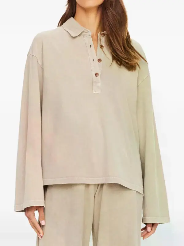 The Upside Soho Rhea Buttoned Polo Shirt - Neutrals
