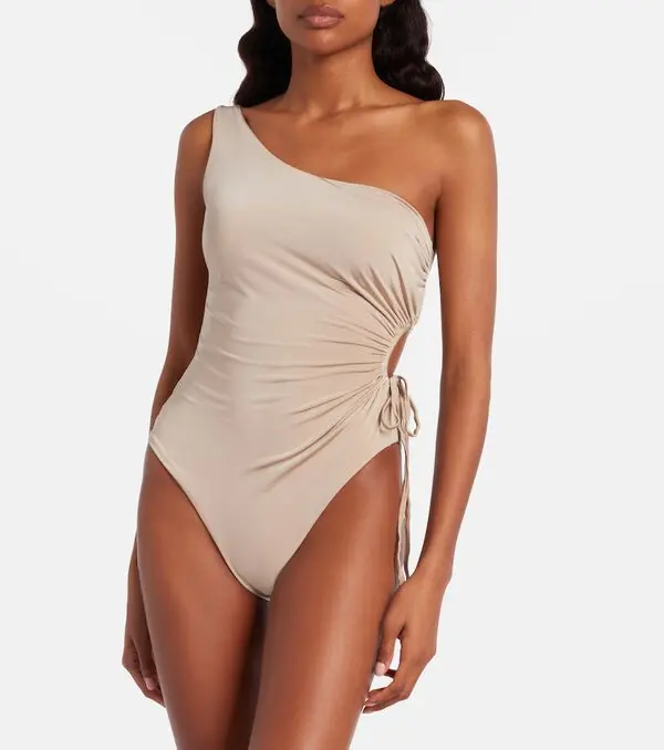 Max Mara Canarie Ruched One-shoulder Swimsuit