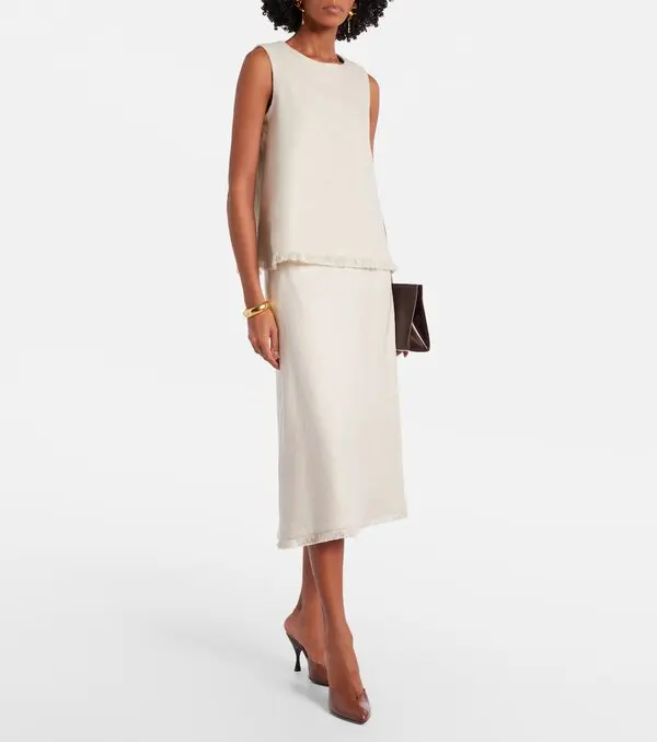 Max Mara Fiocchi Linen And Cotton Midi Skirt