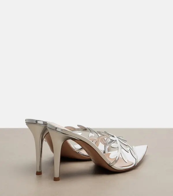 GIANVITO ROSSI Flavia Metallic Leather Mules - Silver