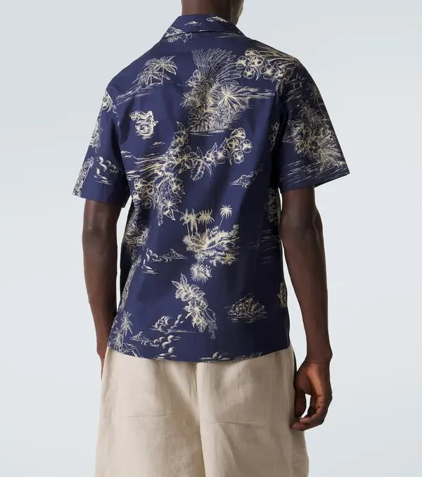 Moncler Floral Cotton Poplin Bowling Shirt