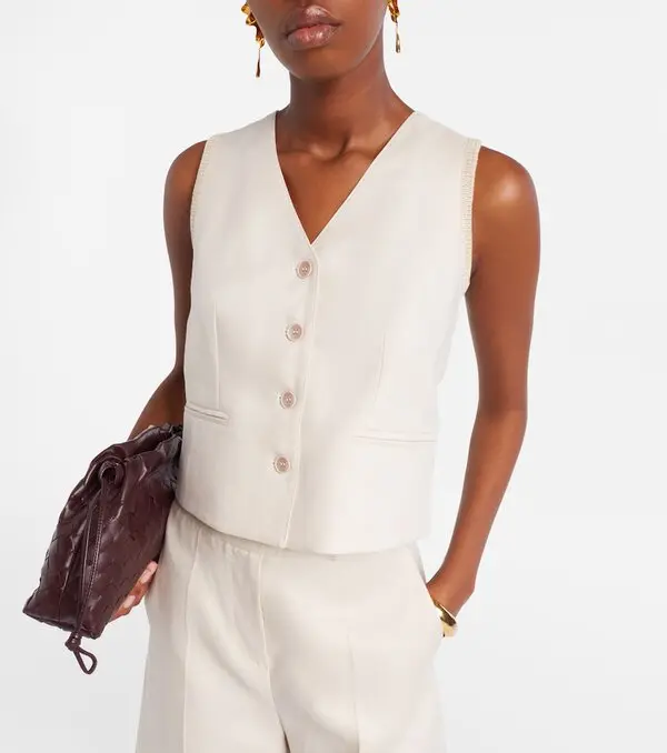 Max Mara Linen Cable-knit Vest - Beige