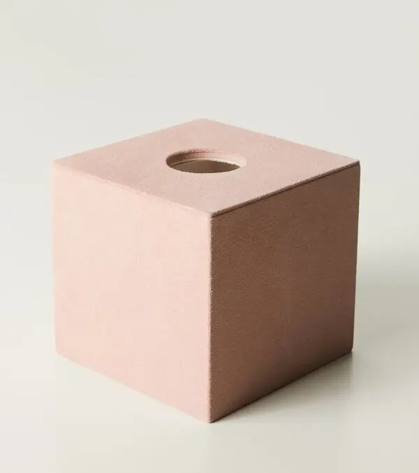 MICHAEL VERHEYDEN Niez Cube Suede And Wooden Tissue Box