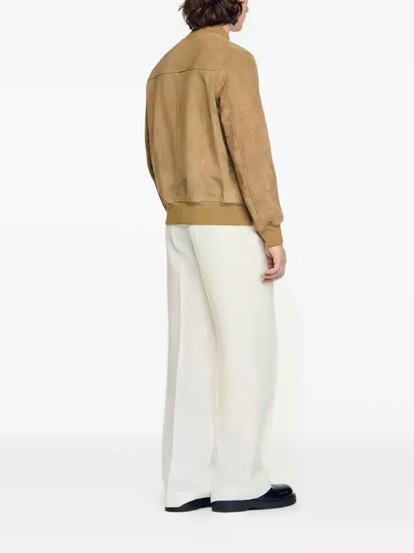 Sandro Zip-up Split Suede Bomber Jacket