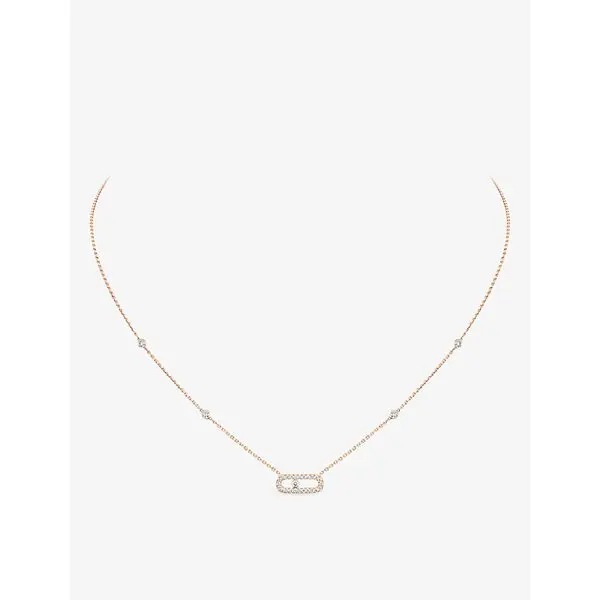 Messika Move Uno Pavé 18ct Rose-gold And 0.20ct Brilliant-cut Diamond Necklace - Pink
