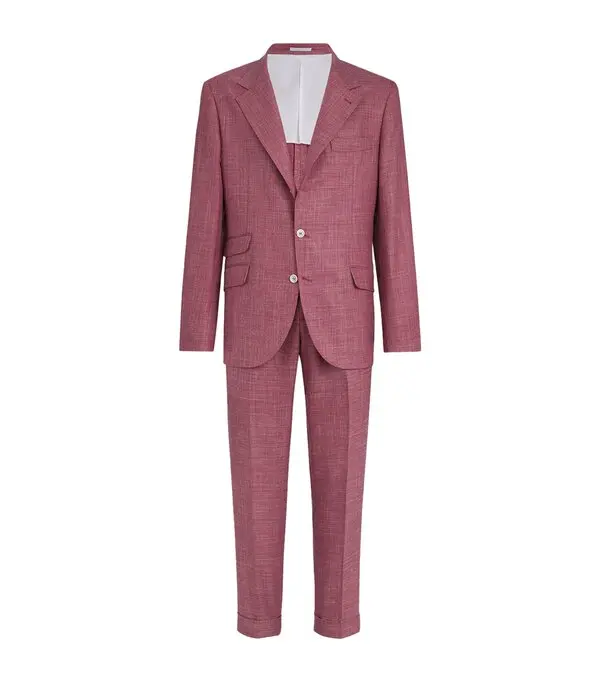 Brunello Cucinelli Wool-linen-silk 2-piece Suit - Red
