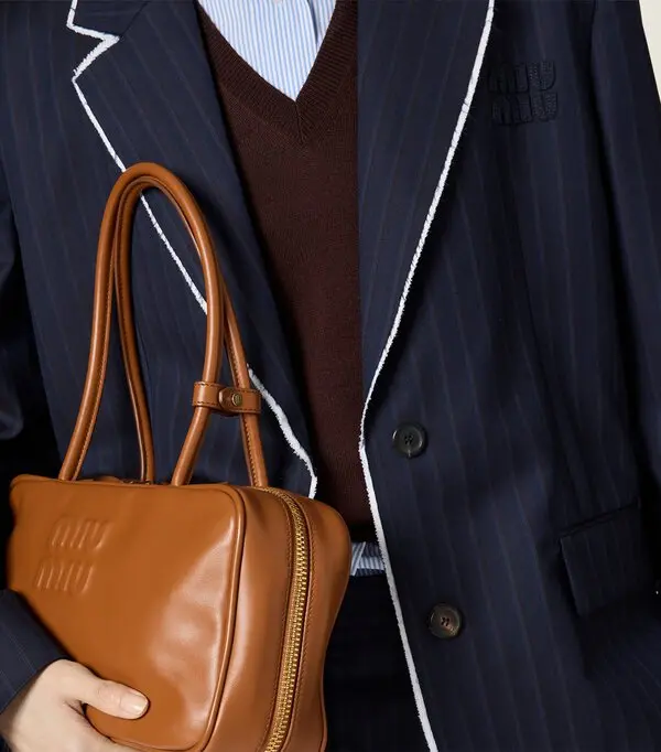 Miu Miu Wool Pinstripe Blazer With Contrast Fringing