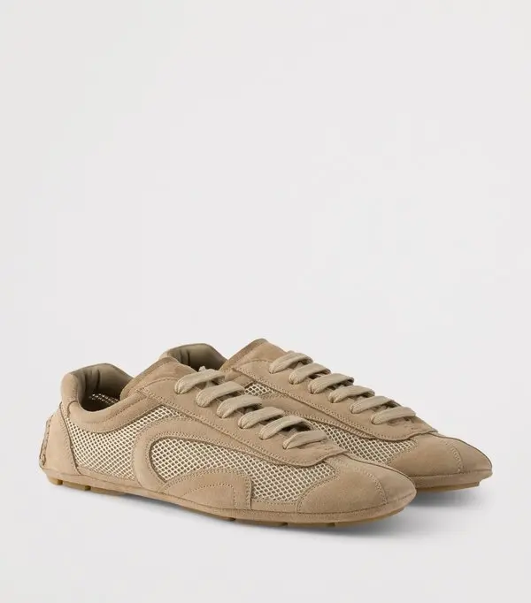 Prada Suede And Mesh Montecarlo Re-edition 2005 Sneakers - Neutral