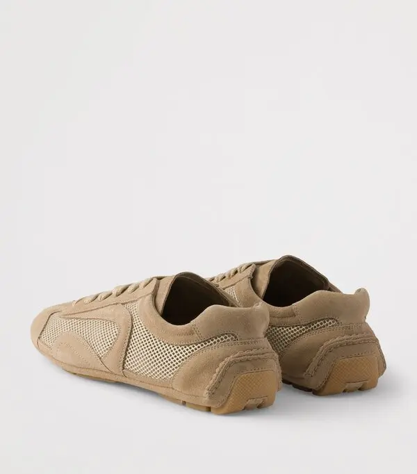 Prada Suede And Mesh Montecarlo Re-edition 2005 Sneakers - Neutral