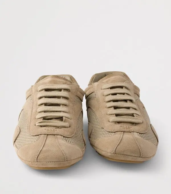 Prada Suede And Mesh Montecarlo Re-edition 2005 Sneakers - Neutral