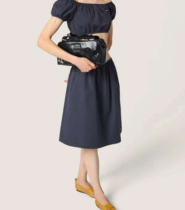 Miu Miu Cotton Poplin Puff Sleeve Cropped Top