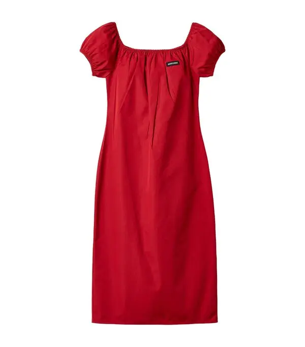 Miu Miu Cotton Logo Midi Dress - Red