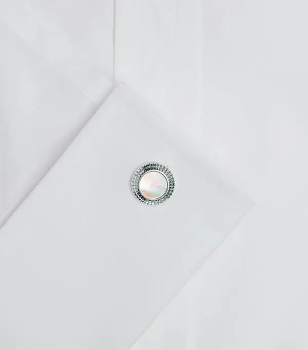 Dunhill Rhodium-plated Silver And Mother-of-pearl Hobnail Cufflinks