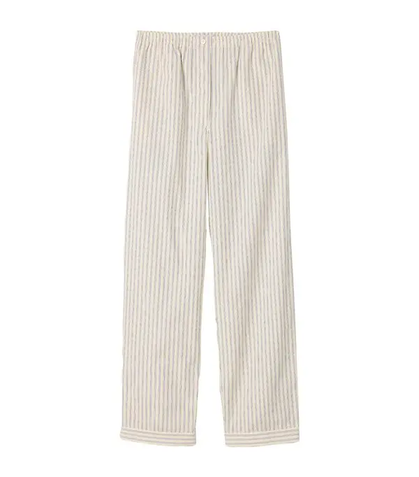 Miu Miu Cotton Stripe Wide-leg Trousers - Yellow