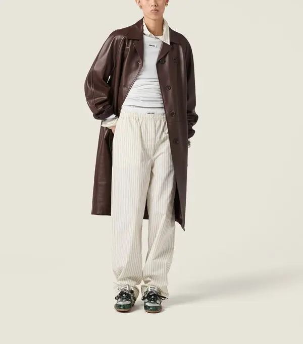 Miu Miu Cotton Stripe Wide-leg Trousers