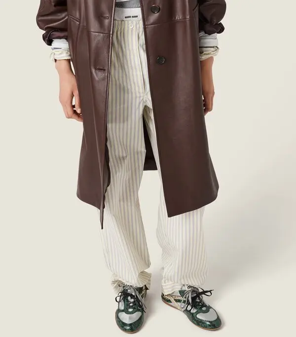 Miu Miu Cotton Stripe Wide-leg Trousers