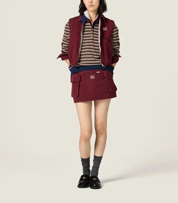 Miu Miu Virgin Wool Striped Polo Shirt - Neutral