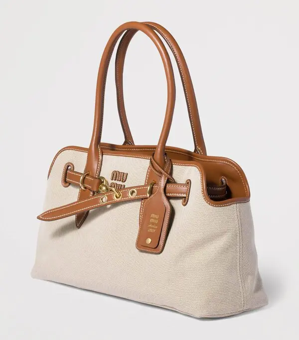 Miu Miu Canvas And Leather Aventure Shoulder Bag