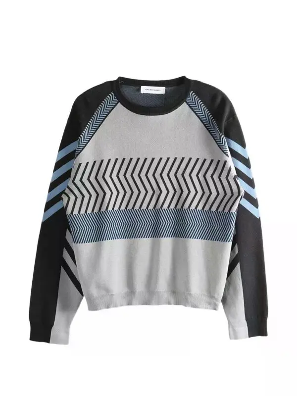 KIKO KOSTADINOV Chevron Pattern Crew Neck Sweatshirt - Grey