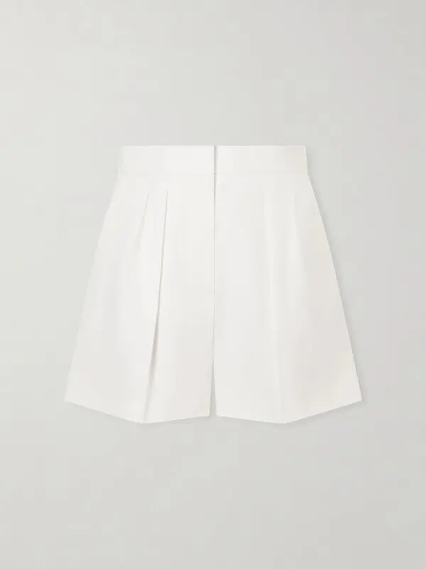 Max Mara Pleated Stretch-cotton Shorts - Neutrals