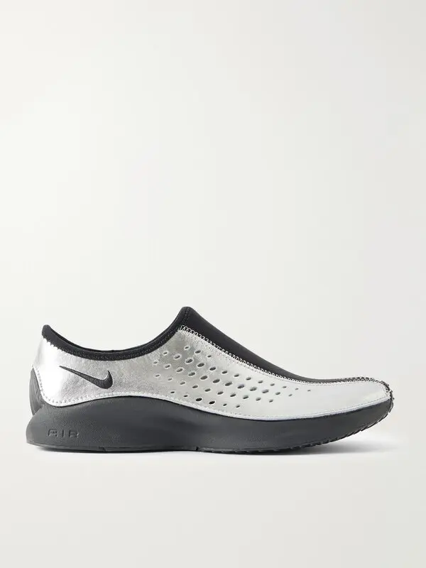 Nike Superfly Suede And Perforated Metallic Leather Slip-on Sneakers - Silver