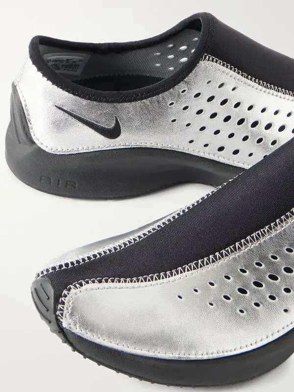 Nike Superfly Suede And Perforated Metallic Leather Slip-on Sneakers - Silver