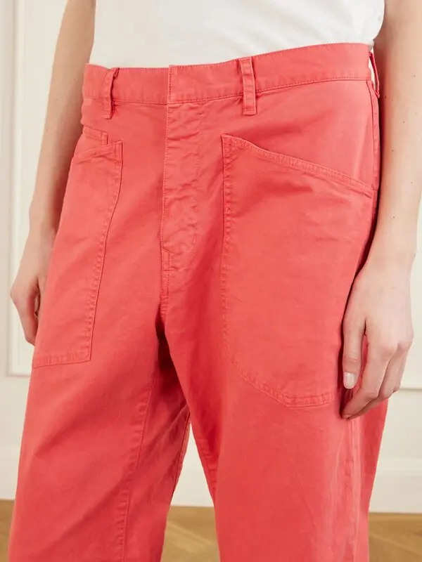 NILI LOTAN Shon' Tapered Twill Tape Cotton-blend Pants - Red
