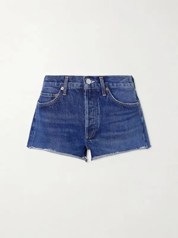 AGOLDE Parker Frayed Denim Shorts - Blue