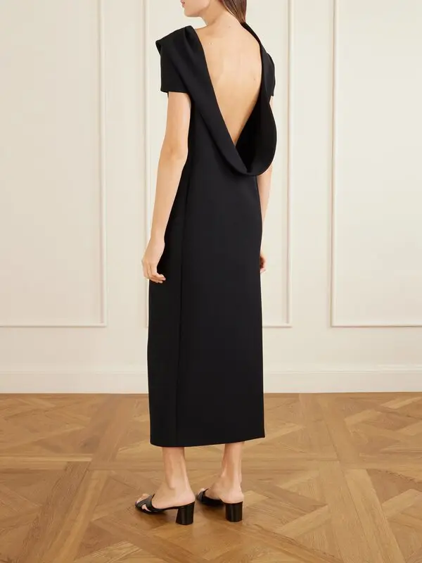 Khaite Iryl Open-back Draped Crepe Maxi Dress - Black