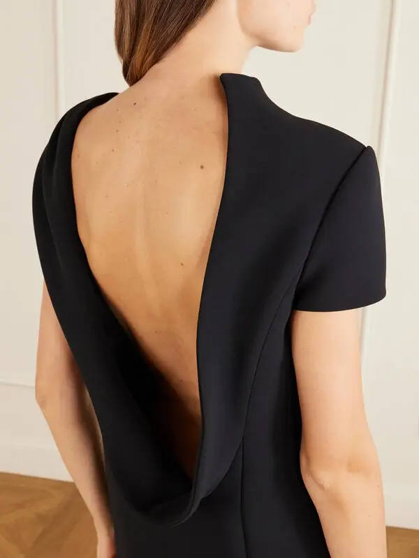 Khaite Iryl Open-back Draped Crepe Maxi Dress - Black