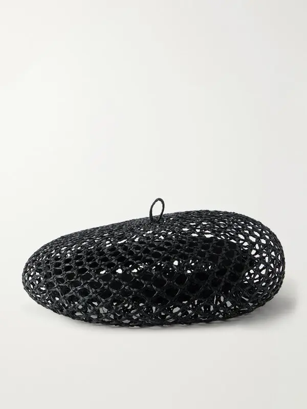 GIGI BURRIS MILLINERY Coco Open-knit Straw Hat - Black