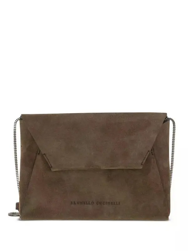 Brunello Cucinelli Suede Clutch Bag - Brown