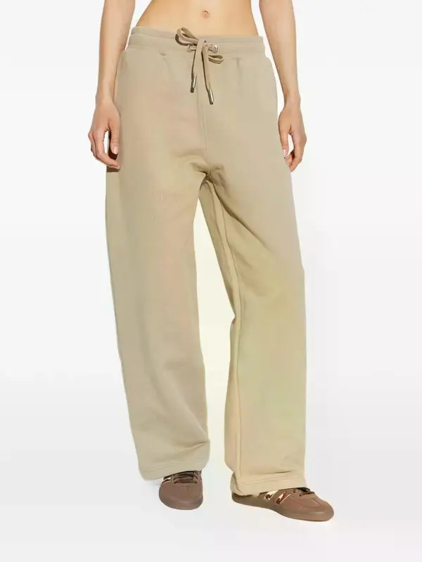 AMI Paris Embroidered Drawstring Wide Leg Trousers - Neutrals