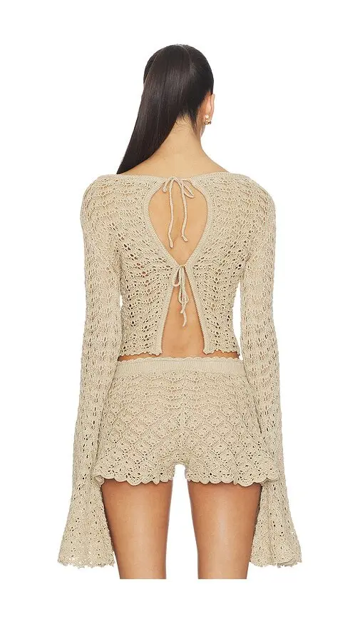 Tularosa Zaylee Boat Neck Open Stitch Sweater - Tan
