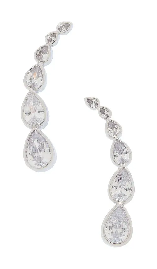 NANA JACQUELINE Cristalle Teardrop Earrings - Metallic Silver