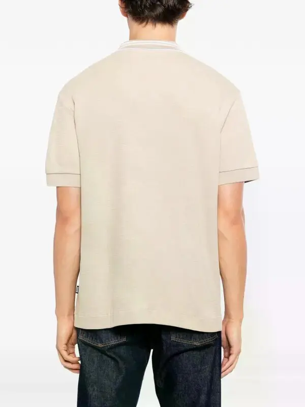 BOSS Striped Collar Polo Shirt - Neutrals