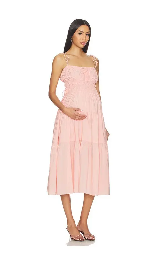 BUMPSUIT Shirred Midi Poplin Dress - Pink