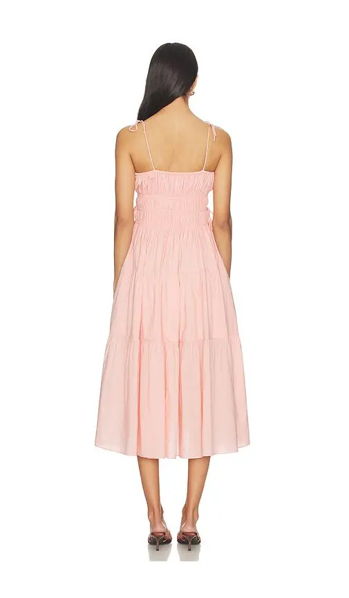 BUMPSUIT Shirred Midi Poplin Dress - Pink