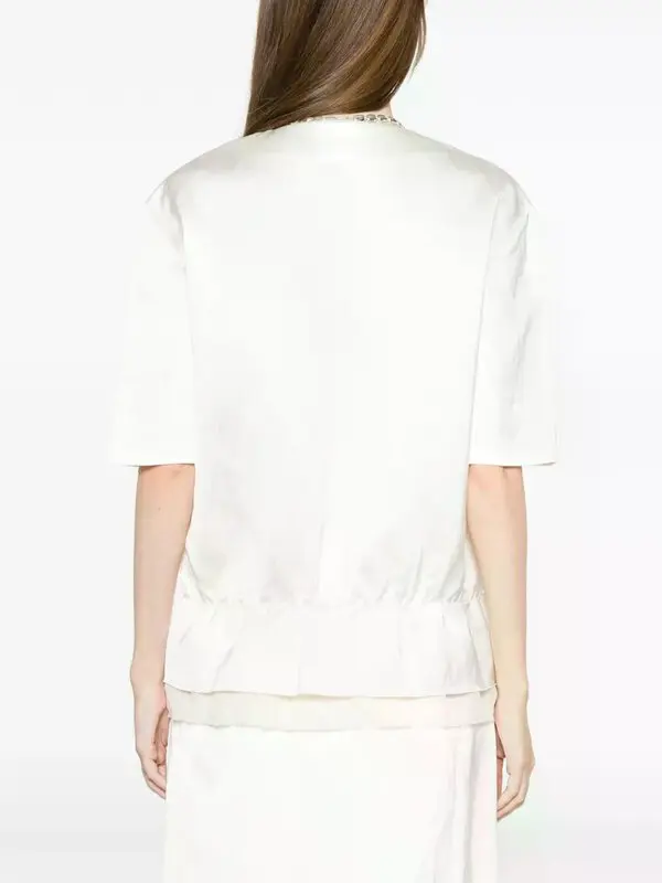 TOTEME V-neck Satin Top With Elasticated Hem - Neutrals