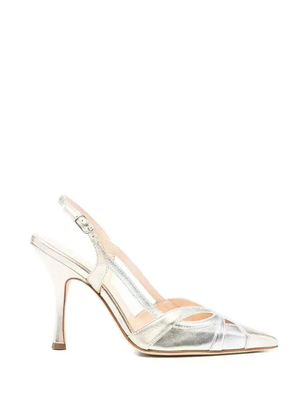 ANNA F. Slingback Pumps With Cut-out Detail - Silver