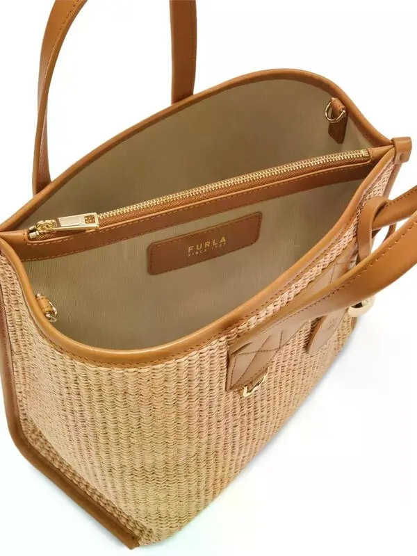 Furla Woven Tote Bag With Leather Trim