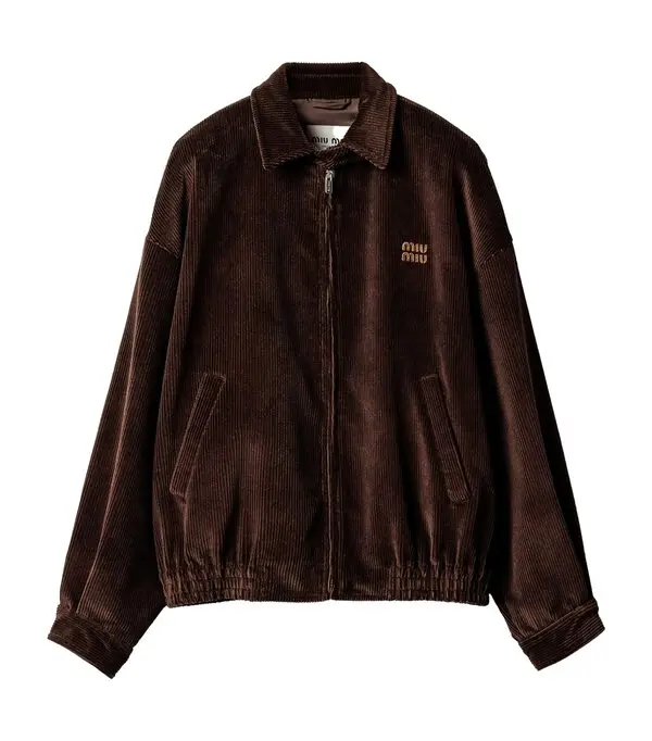 Miu Miu Corduroy Logo Blouson Jacket