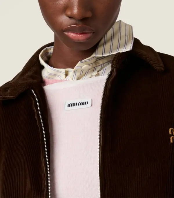Miu Miu Corduroy Logo Blouson Jacket