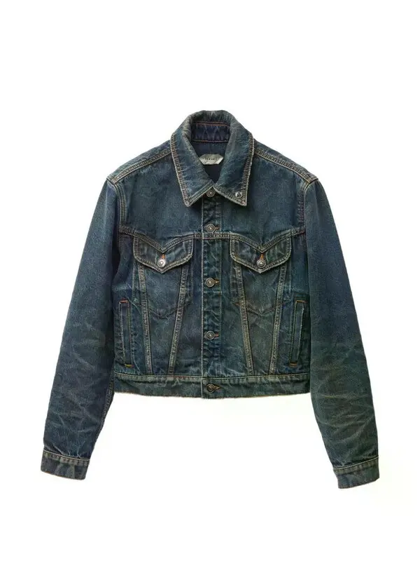 Versace Denim Jacket With Medusa Pin