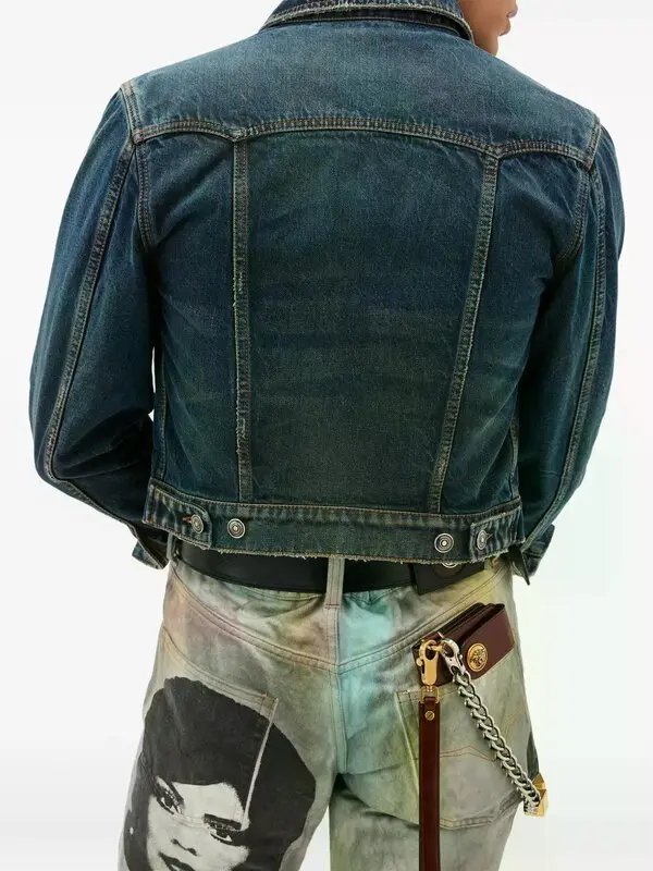 Versace Denim Jacket With Medusa Pin