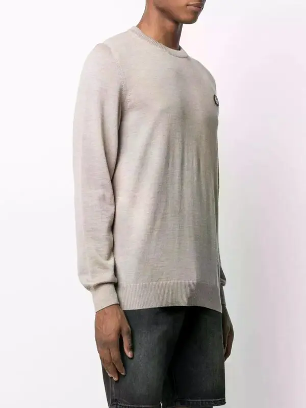 Philipp Plein Institutional Merino Knit Jumper - Neutrals