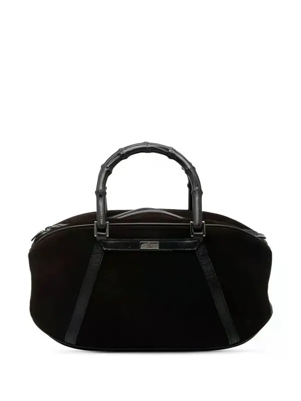 Gucci Suede Bamboo Handbag - Brown