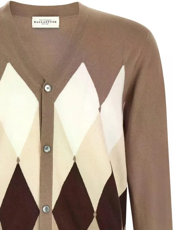 BALLANTYNE Argyle Jacquard Cotton Cardigan